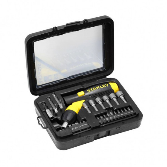 Sada ráčnového šroubováku s pistolovou rukojetí 25-dílná, STANLEY, 0-63 ...