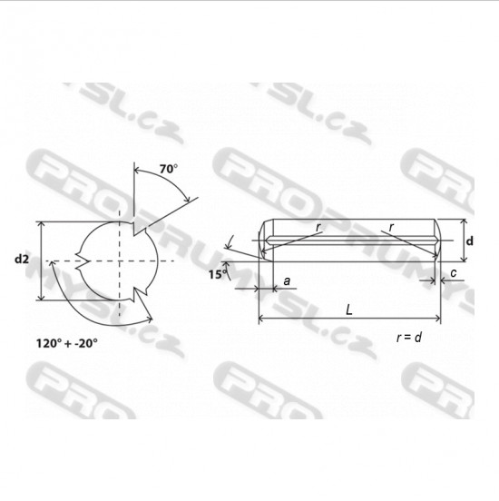Kolík válcový rýhovaný DIN 1473 6x25 nerez A1 | ProPrumysl.cz
